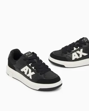 Armani Exchange Sneakers In Suede And Mesh With A Rubber Sole - Black