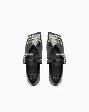 Armani Exchange Ballet Flat With A Smooth And Shiny Finish - Black
