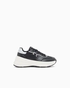 Armani Exchange Sneakers With Nappa Pillow And Metal Suede - Black