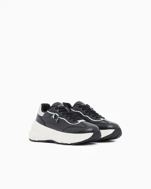Armani Exchange Nappa Pillow & Metal Suede Sneakers