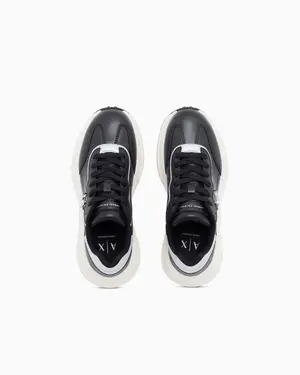 Armani Exchange Nappa Pillow & Metal Suede Sneakers