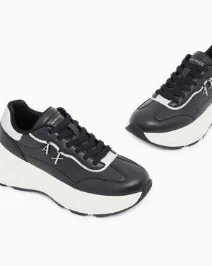 Armani Exchange Nappa Pillow & Metal Suede Sneakers