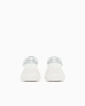 Armani Exchange Nappa Pillow & Metal Suede Sneakers - White