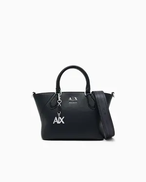 Armani Exchange Shopping Bag In Faux Leather - Black