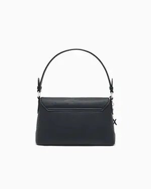 Armani Exchange Textured Leather Shoulder Bag - Black