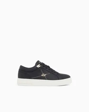 Armani Exchange Cotton Twill Sneakers With Webbing Detail - Black