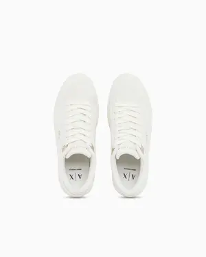 Armani Exchange Sneakers In Cotton Twill With Webbing - White