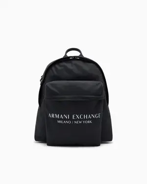Armani Exchange Backpack In Coated Fabric - Black
