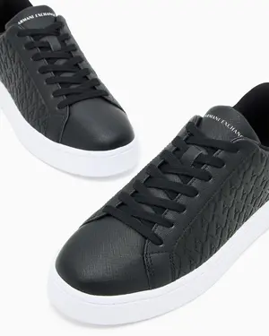 Armani Exchange Sneakers In Cotton Twill With Webbing - Black