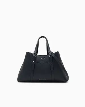 Armani Exchange Tote Bag In Coated Fabric - Black