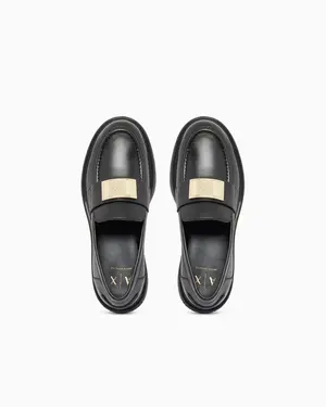 Armani Exchange Loafers In Coated Leather With Rubber Sole