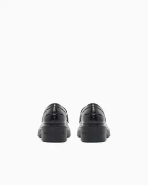 Armani Exchange Loafers In Coated Leather With Rubber Sole