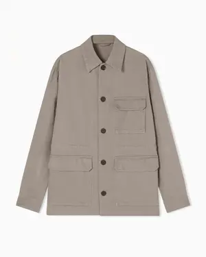 Armani Exchange Classic Blouson In Lightweight Cotton Twill - Beige