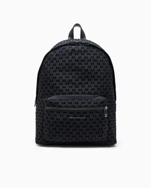Armani Exchange Backpack In Smooth Technical Fabric - Black