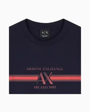 Armani Exchange Regular T-shirt In Cotton Jersey - Navy Blue