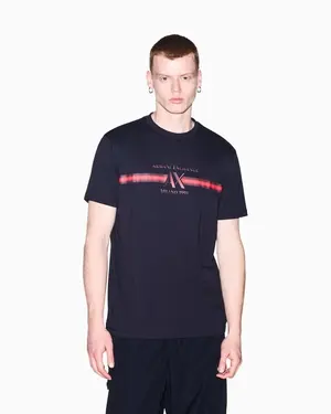 Armani Exchange Regular T-shirt In Cotton Jersey - Navy Blue