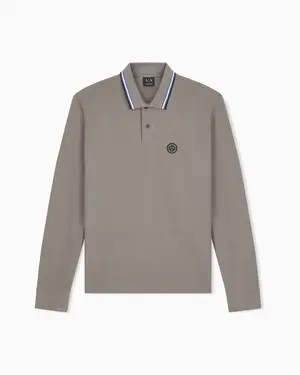 Armani Exchange Regular Fit Polo Shirt In Cotton Piquet - Brown