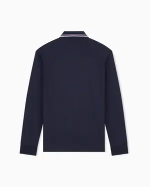 Armani Exchange Regular Fit Polo Shirt In Cotton Piquet - Navy Blue