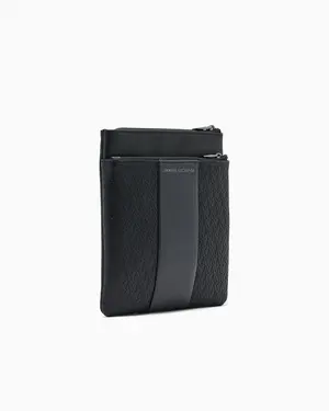 Armani Exchange Flat Crossbody Messenger Bag In Coated Fabric