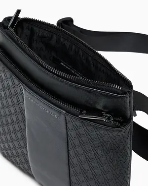 Armani Exchange Flat Crossbody Messenger Bag In Coated Fabric