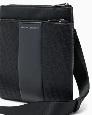 Armani Exchange Flat Crossbody Messenger Bag In Coated Fabric