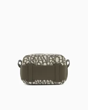 Armani Exchange Messenger Bag Monogram In Cotton - Green