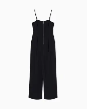Armani Exchange Slim Fit Jumpsuit In Recycled Twill With Rib Details - Black