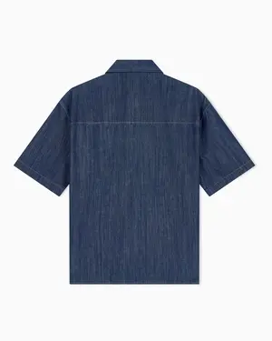 Armani Exchange Oversized Shirt Denim Washed Cotton
