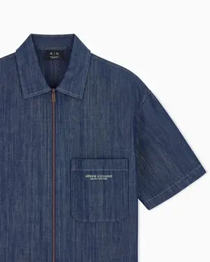Armani Exchange Oversized Shirt Denim Washed Cotton