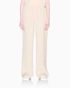 Armani Exchange Regular Fit Trousers In Recycled Twill With Rib Details - Beige
