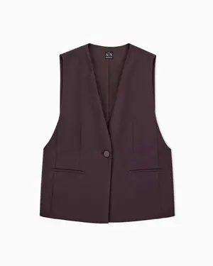 Armani Exchange Oversized Waistcoat In Recycled Crepe - Brown
