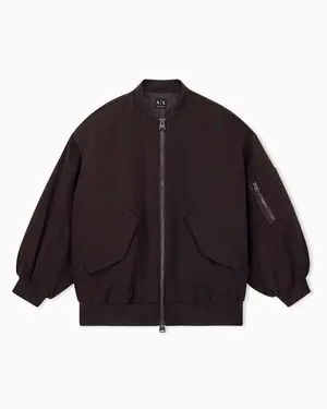 Armani Exchange Oversized Blouson Jacket In Nylon Twill - Brown