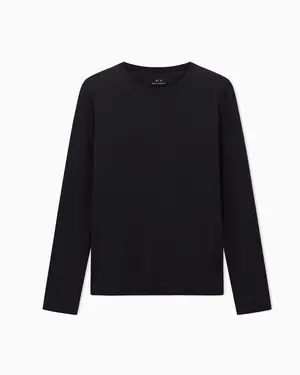 Armani Exchange Long-sleeve T-shirt In Pima Cotton Jersey Essential - Black