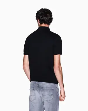 Armani Exchange Regular Fit Cotton Polo Shirt With A Logo Essential - Black