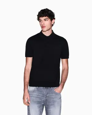 Armani Exchange Regular Fit Cotton Polo Shirt With A Logo Essential - Black