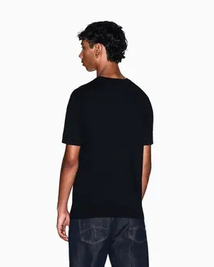 Armani Exchange Cotton Crew Neck T-shirt With Embroidered Logo Essential - Black