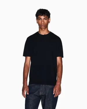 Armani Exchange Cotton Crew Neck T-shirt With Embroidered Logo Essential - Black