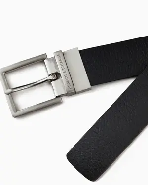 Armani Exchange Leather Belt With Rectangular Buckle