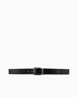 Armani Exchange Leather Belt With Rectangular Buckle