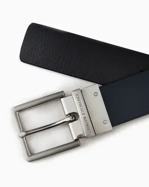 Armani Exchange Leather Belt With Rectangular Buckle