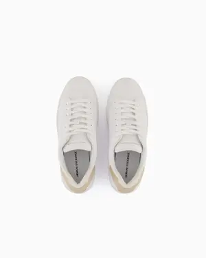 Armani Exchange Embossed Low-top Sneakers With Contrast Heel - White