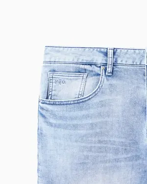 Armani Exchange Comfort Slim-fit Jeans In Faded Fleece Denim - Blue