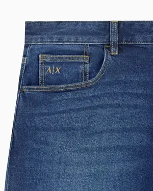 Armani Exchange Slim-fit Cotton Denim Jeans With Fading - Blue