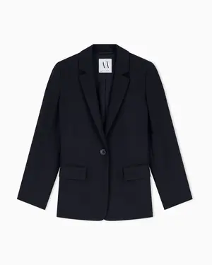 Armani Exchange Single-breasted Oversized Jacket With One Button - Black