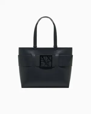 Armani Exchange Structured Tote Bag With Front Logo And Double Handles