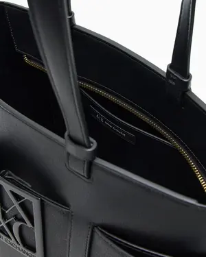 Armani Exchange Structured Tote Bag With Front Logo And Double Handles
