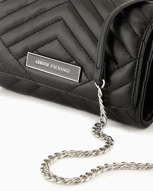 Armani Exchange Wallet With Flap And Quilted Shoulder Strap
