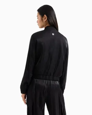 Armani Exchange Bomber Jacket In Glitter Satin Fabric