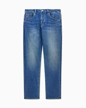 Armani Exchange Comfort Slim-fit Jeans In Faded Cotton Denim Essential - Blue