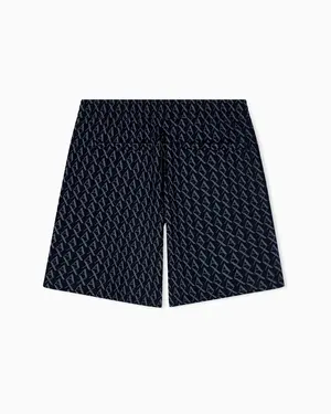 Armani Exchange French Terry Shorts With An All-over Pattern Essential - Black